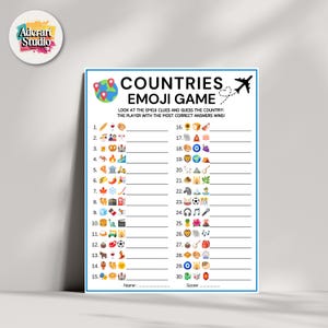 Countries Emoji Game, Country Emoji Pictionary Game, Printable Party ...