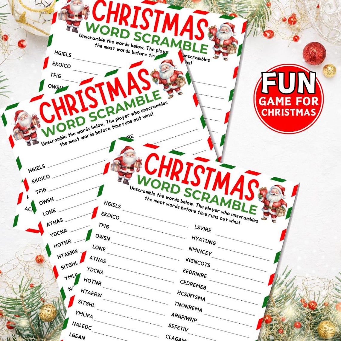 Christmas Word Scramble Game, Printable Christmas Game, Word Unscramble ...