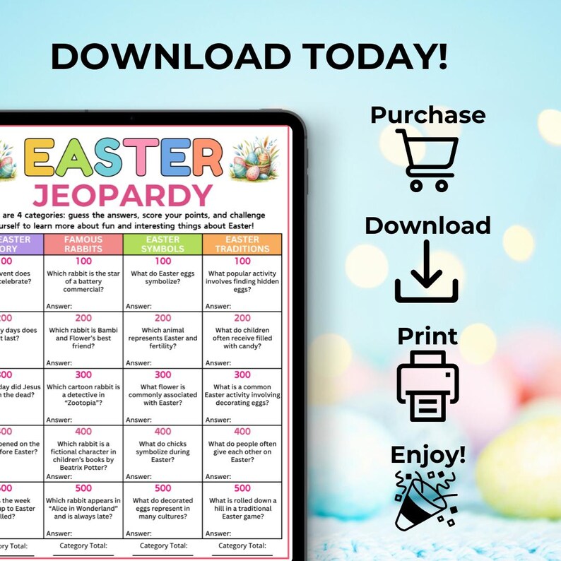 Easter Jeopardy Game, Easter Trivia Game, Quiz Game, Easter Party Games ...