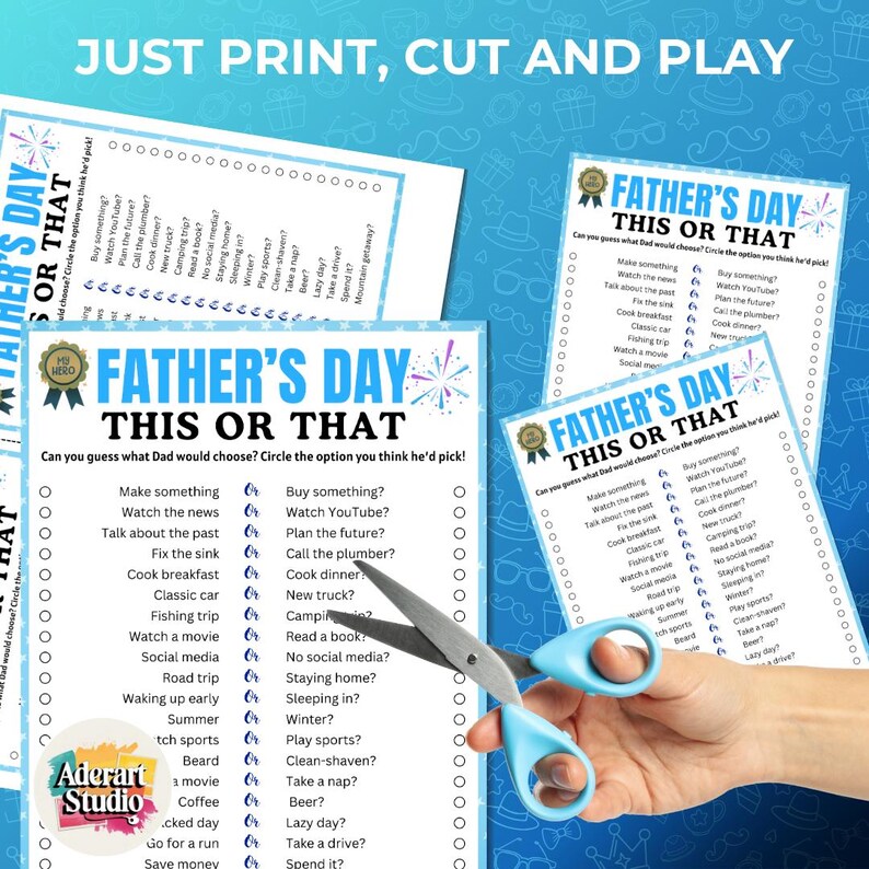 Printable Father's This or That Game, Fathers Day Party Game, Fathers ...