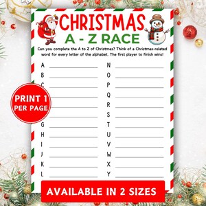 Christmas A-Z Word Race Game, Christmas Party Games, Xmas Family Game ...