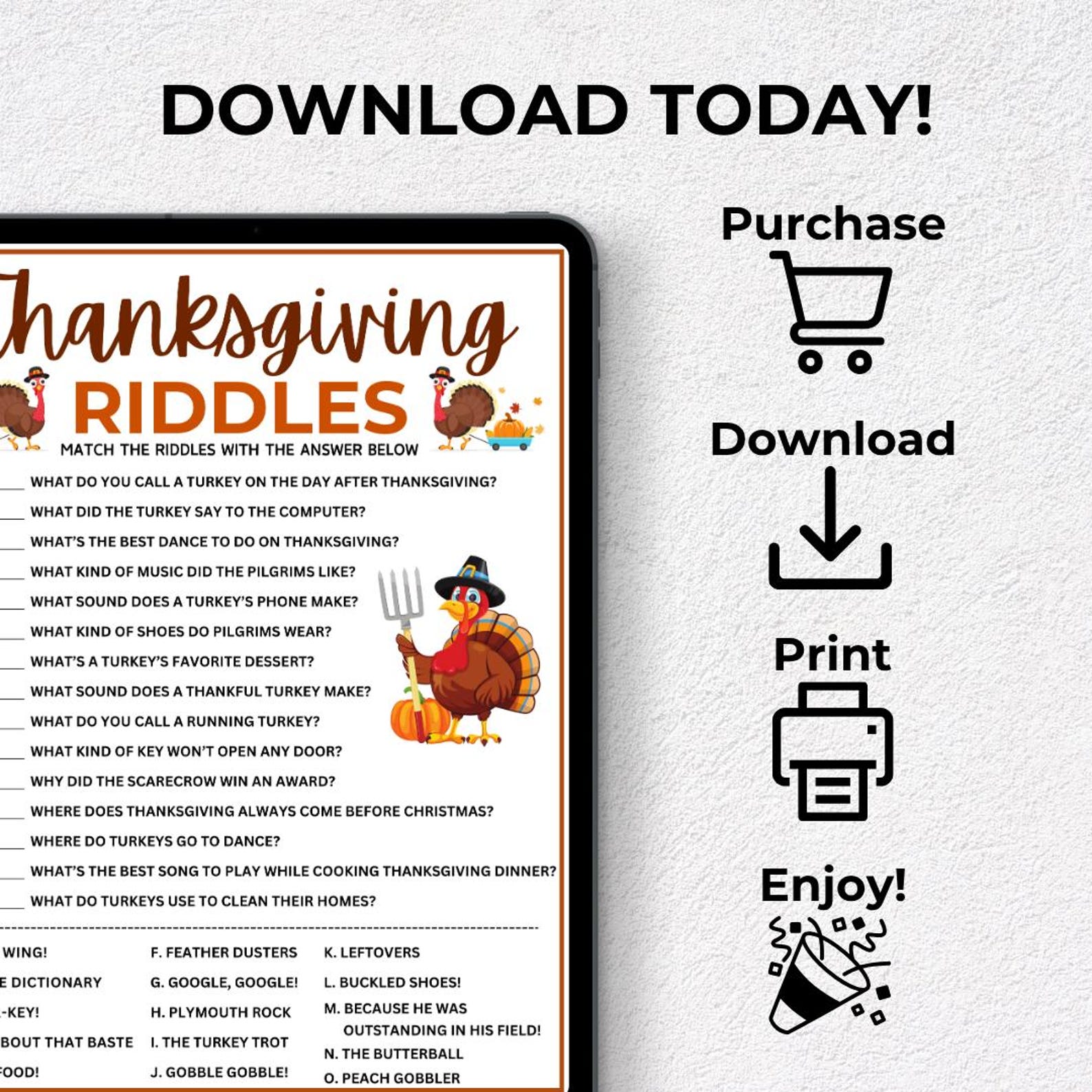 Thanksgiving Riddles Game With Answers, Printable Thanksgiving Game for ...