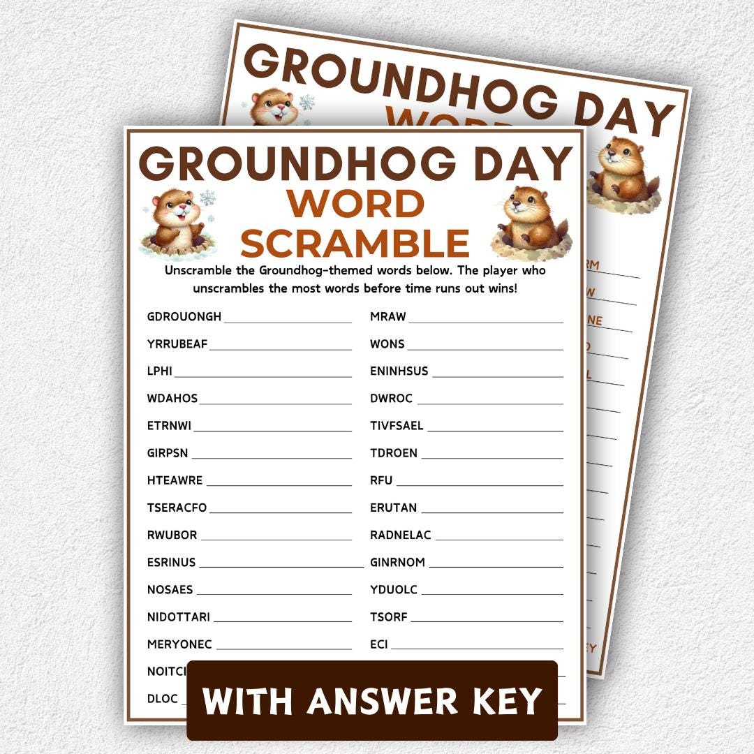 Groundhog Day Word Scramble Game, Printable Groundhog Activity, Word ...