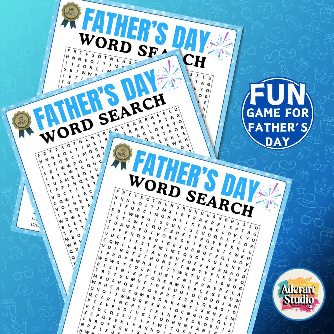 Father's Day Word Search Game, Printable Fathers Day Party Game, Word ...
