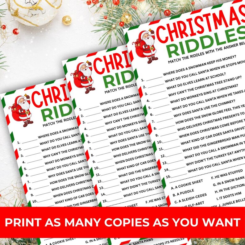 Christmas Riddles Game, Printable Christmas Games, Kids Christmas ...