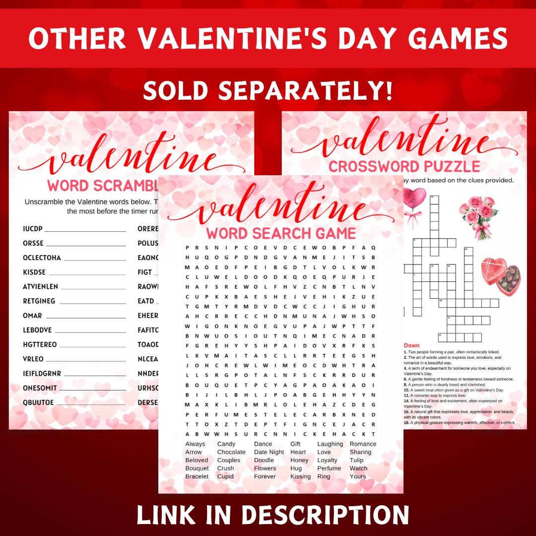 Valentine's Day Word Game Printable Bundle, Valentine Party Games, Fun ...