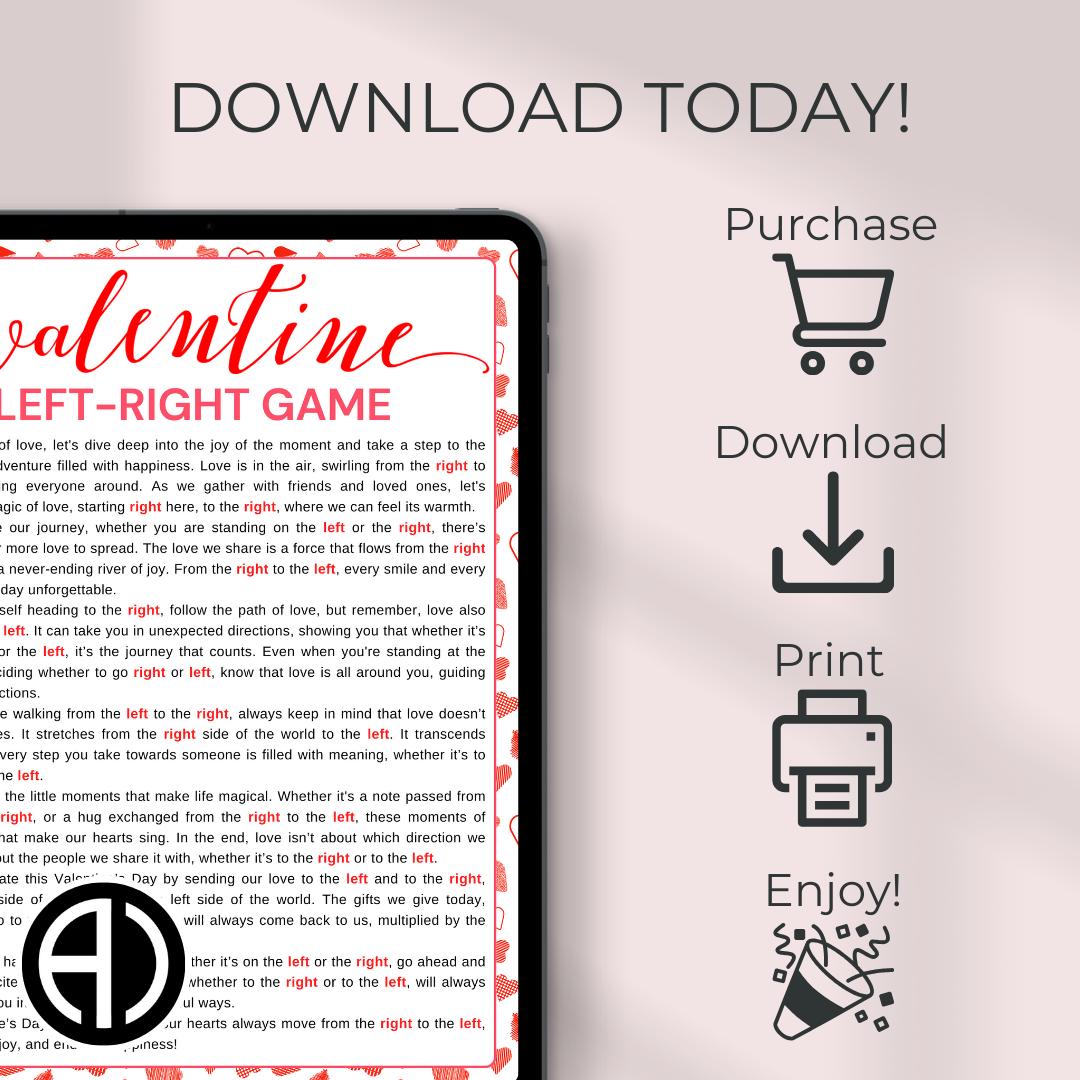 Left Right Valentine's Day Game, Valentine Printable Games for Kids ...