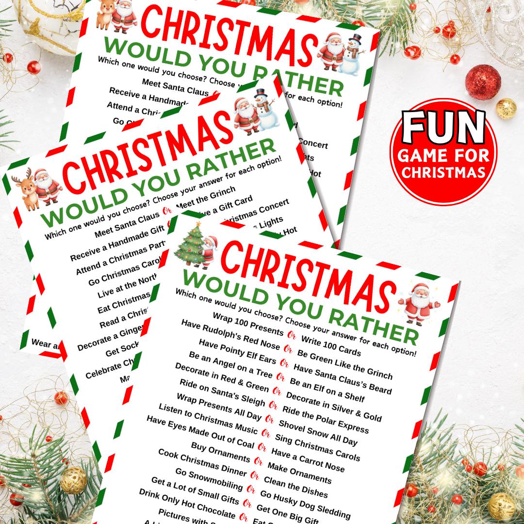 Christmas Would You Rather Game, Family Christmas Game, Christmas Party ...