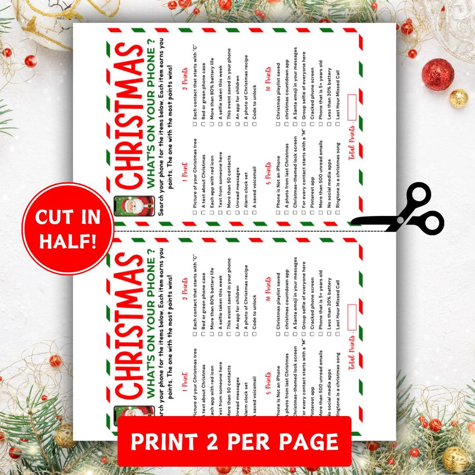 Christmas What's on Your Phone Game, Printable Christmas Party Games ...