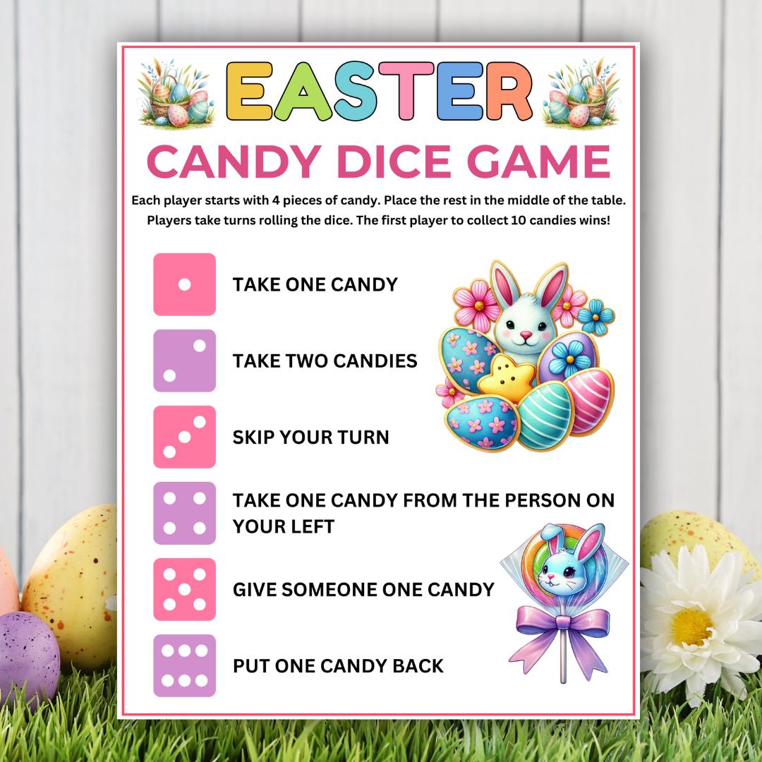 Easter Pass the Candy Game, Easter Dice Game, Candy Dice Game, Fun ...
