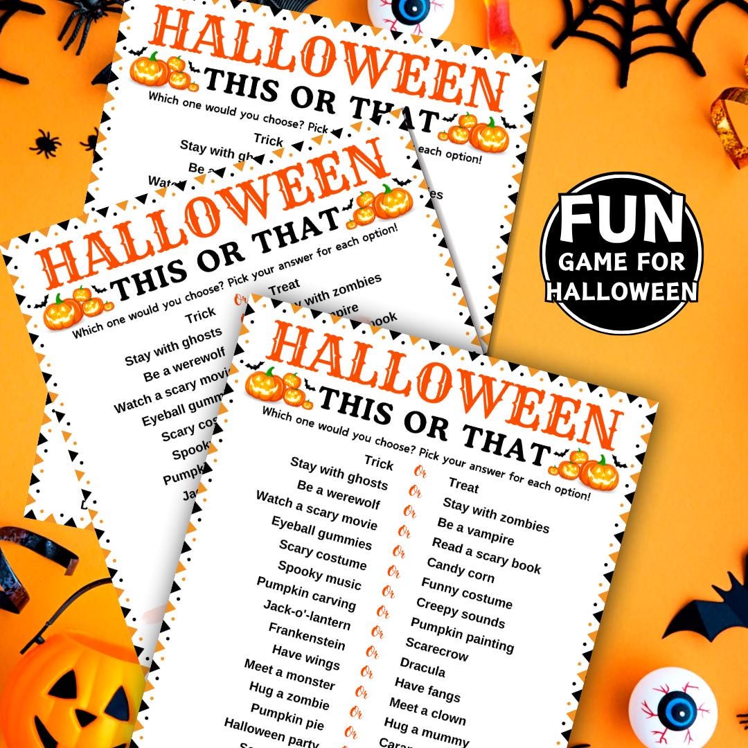 Halloween This or That Game, Would You Rather, Printable Halloween ...