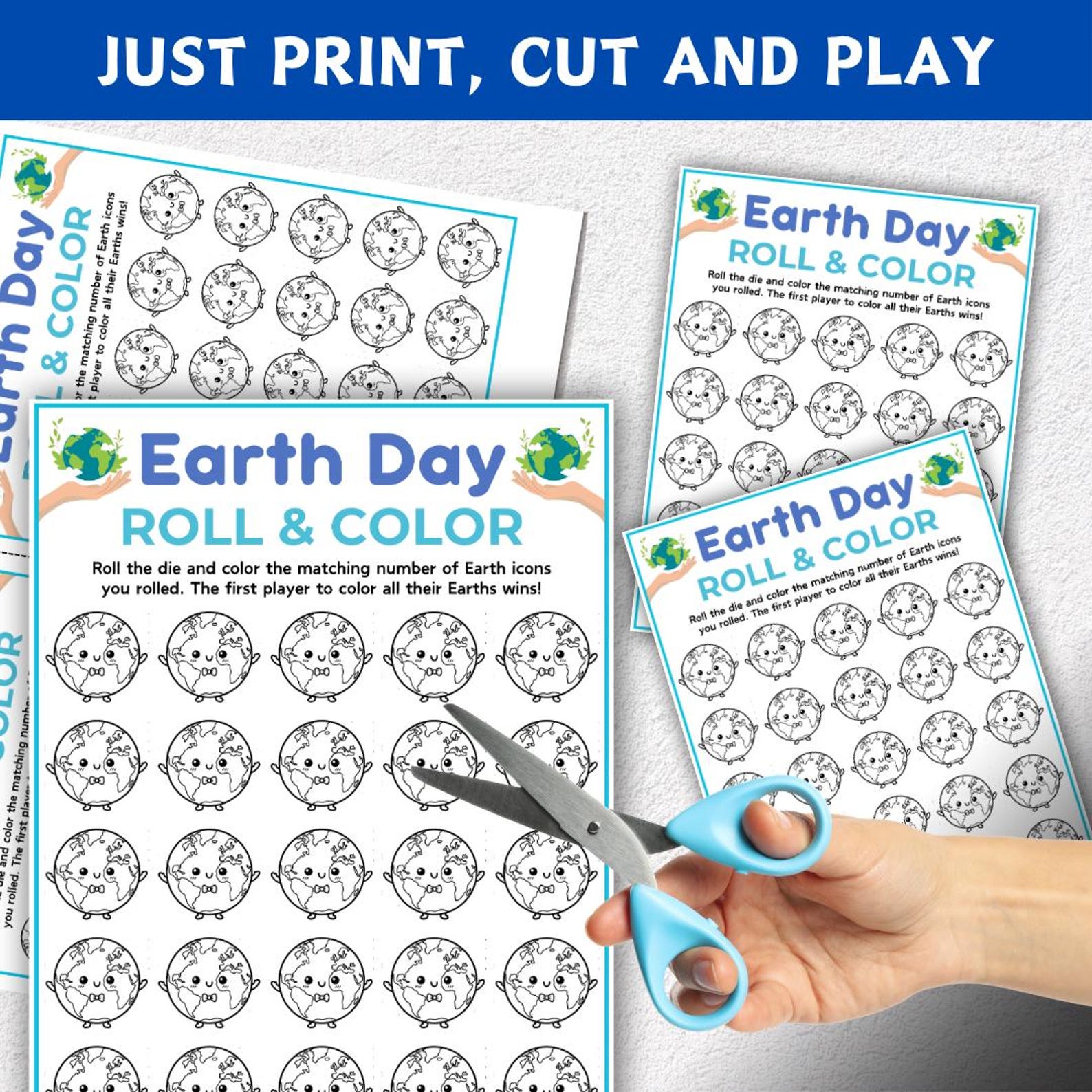 Printable Earth Day Roll and Color Game, Toddler and Preschool Dice ...