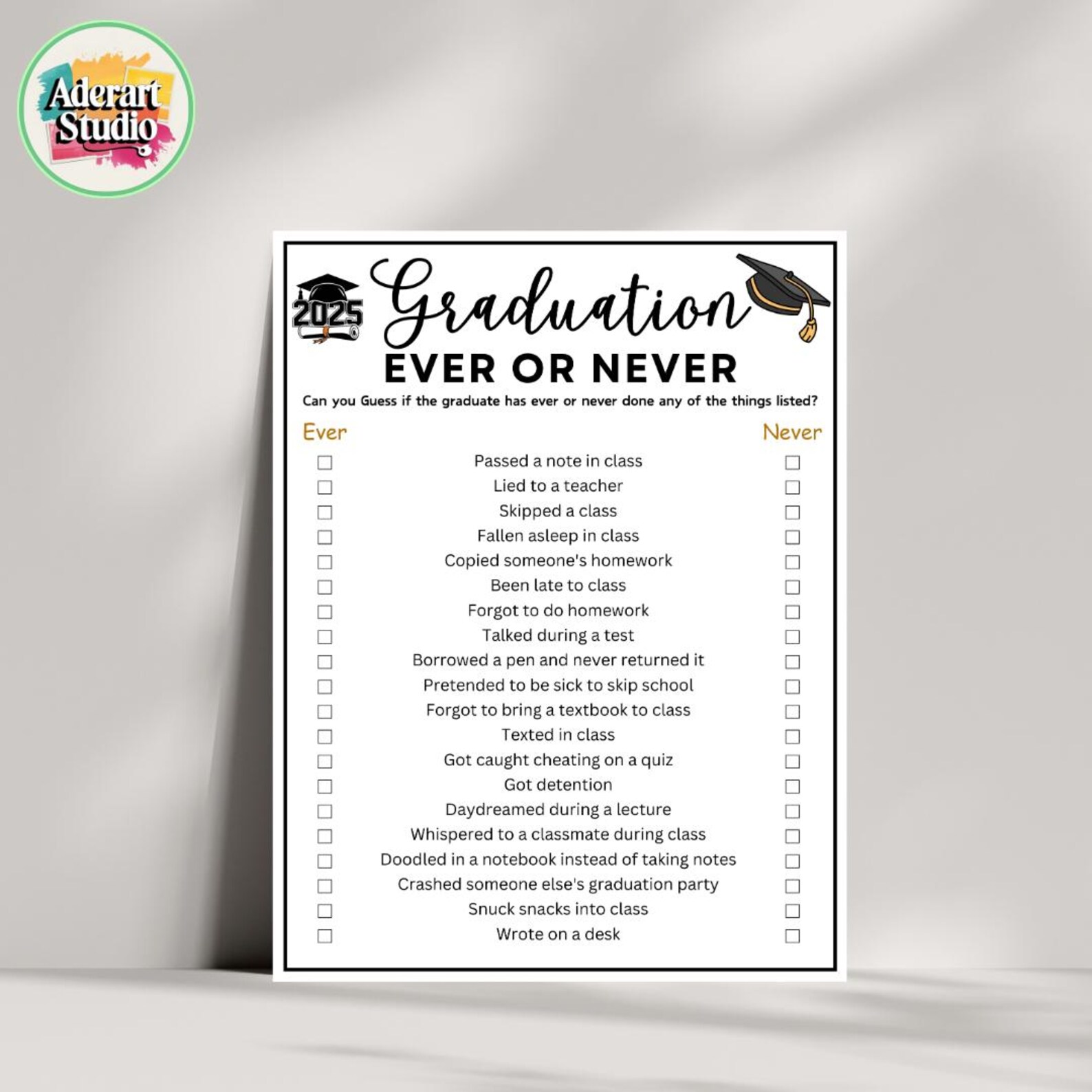 Printable Graduation Game Never Have I Ever, Fun Graduation Party Games ...