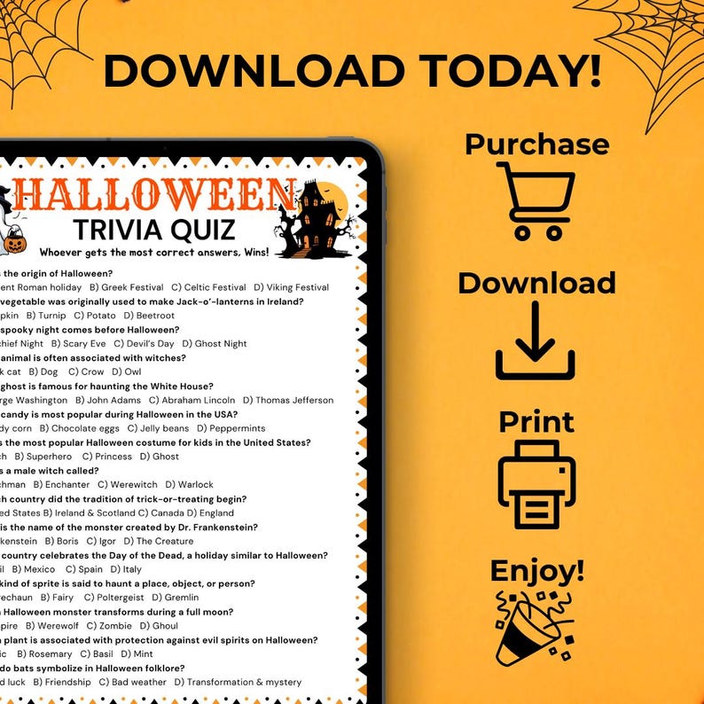 Halloween Trivia Game, Holiday Trivia Quiz, Printable Halloween Game ...
