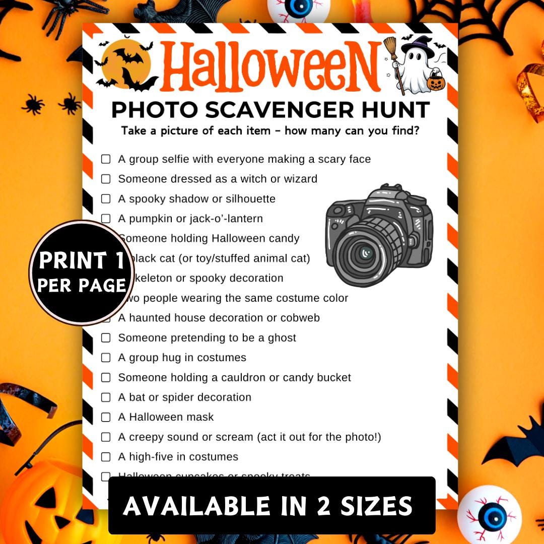 Halloween Photo Scavenger Hunt Game, Halloween Games for Kids Teens ...