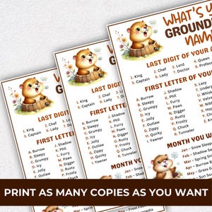 What's Your Groundhog Name Game With Nametags, Groundhog Day Games ...