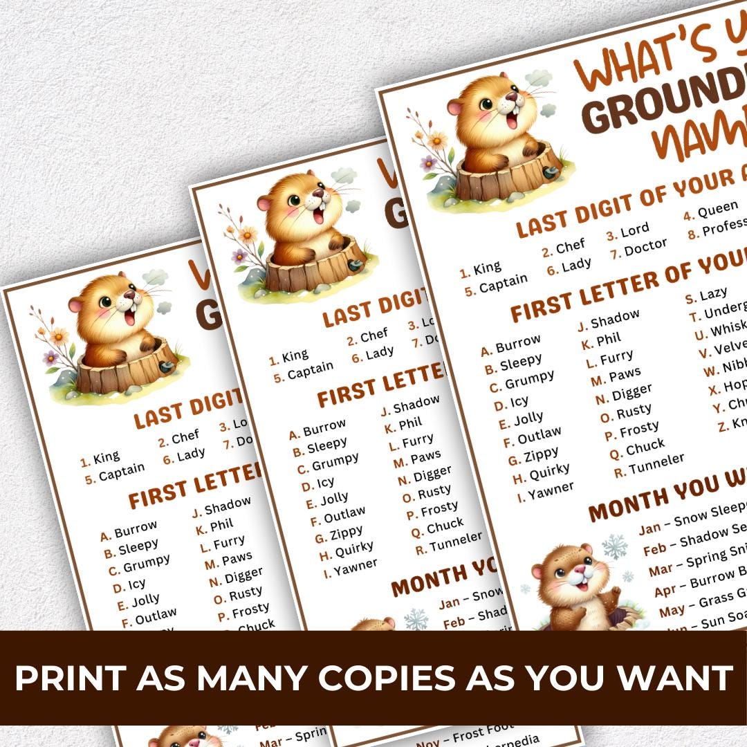 What's Your Groundhog Name Game With Nametags, Groundhog Day Games ...
