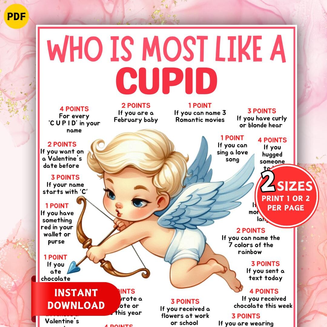 Valentines Game, Who is Most Like a Cupid Game, Valentines Day Party ...