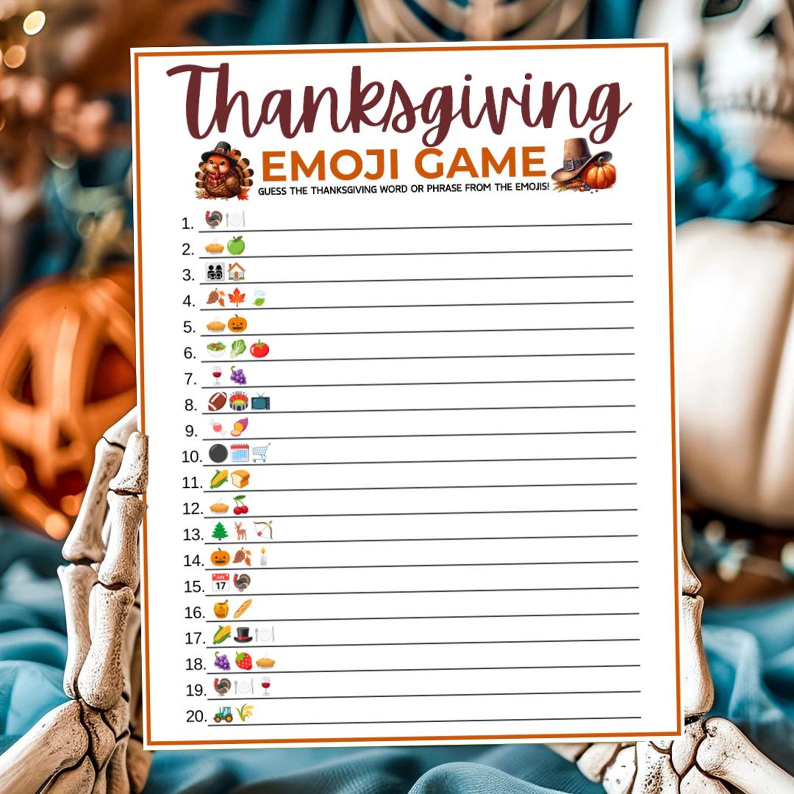 Thanksgiving Emoji Game, Thanksgiving Party Game, Friendsgiving Games ...
