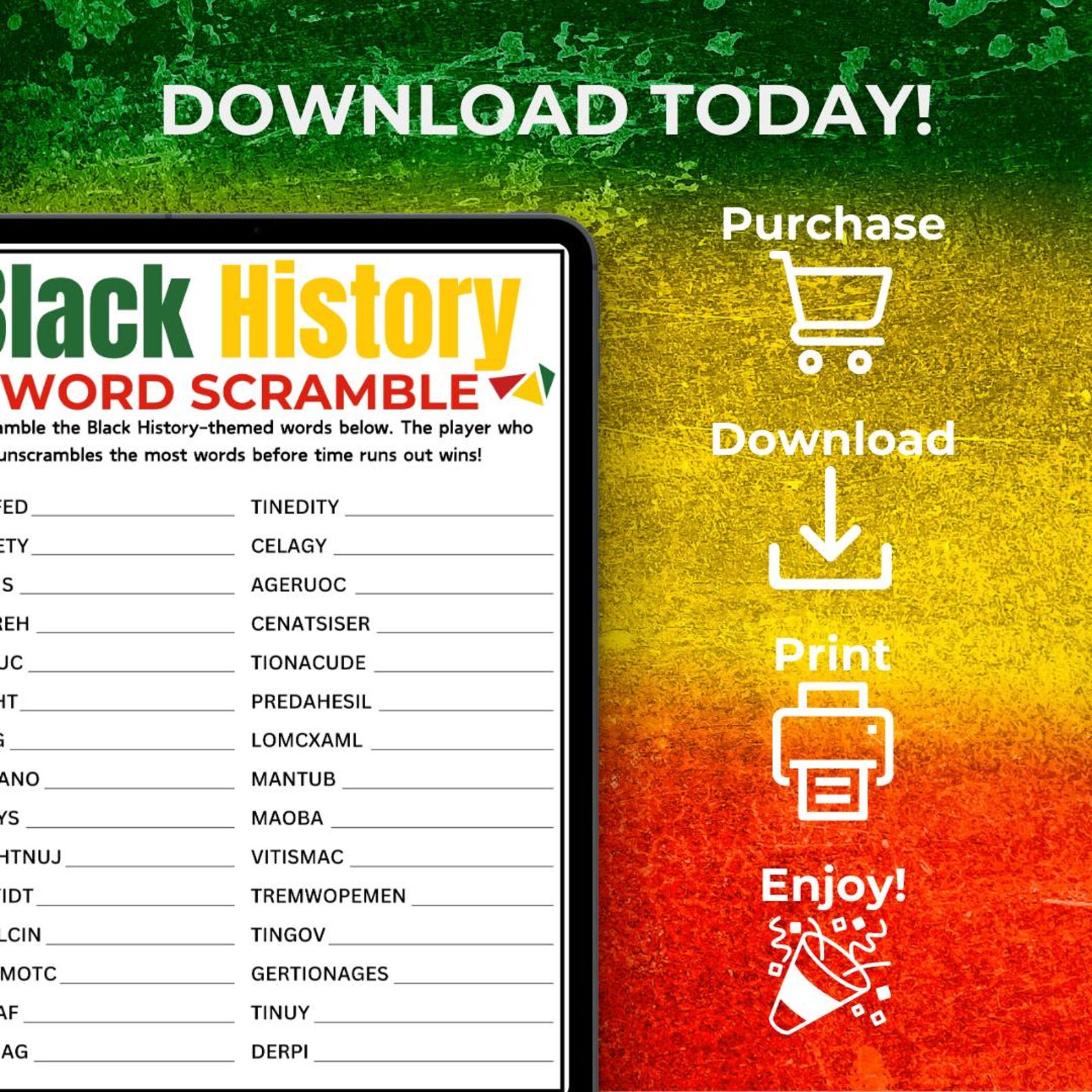 Black History Word Scramble Game, Printable Black History Games ...