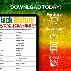 Black History Word Scramble Game, Printable Black History Games ...