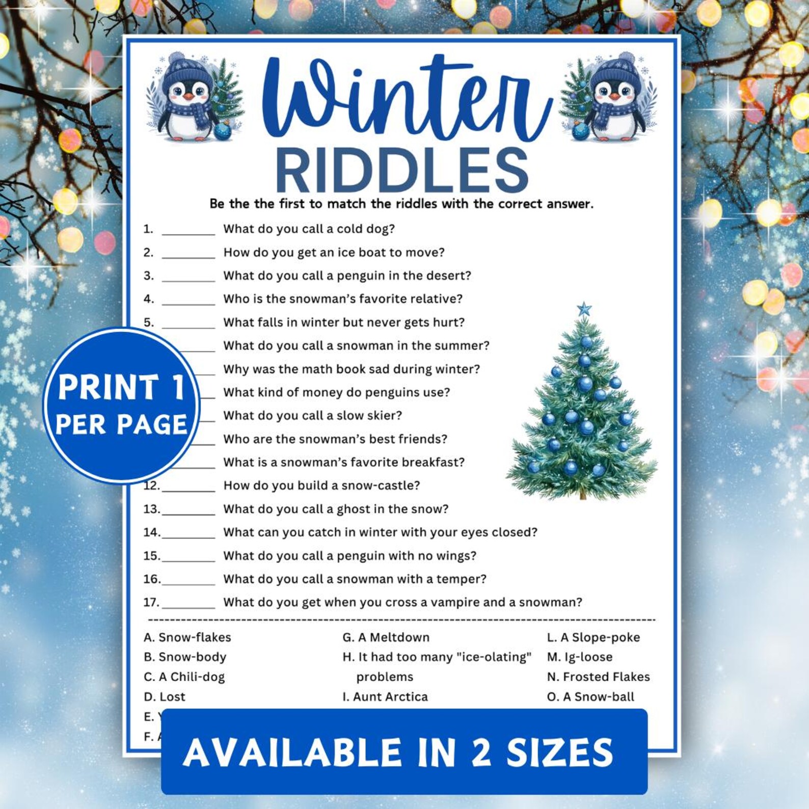 Winter Riddles Game, Holiday Riddle Game, Riddle Me This, Fun Winter ...