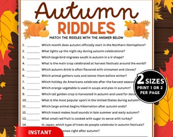 Autumn Riddles Game, Fall Riddle Me This Game, Fall Party Game for Kids ...
