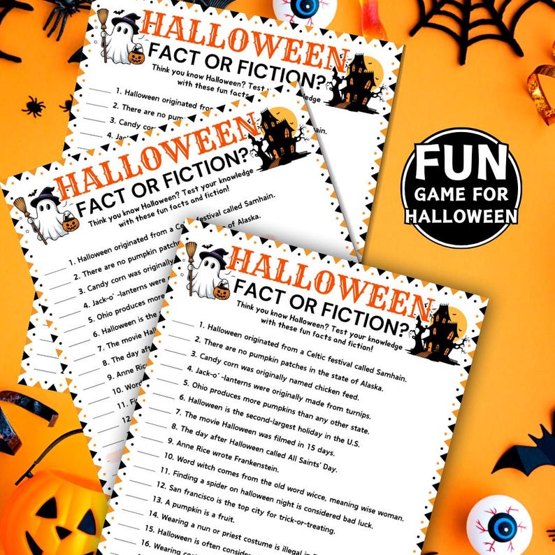 Halloween Fact or Fiction Game, Printable Halloween Party Games ...