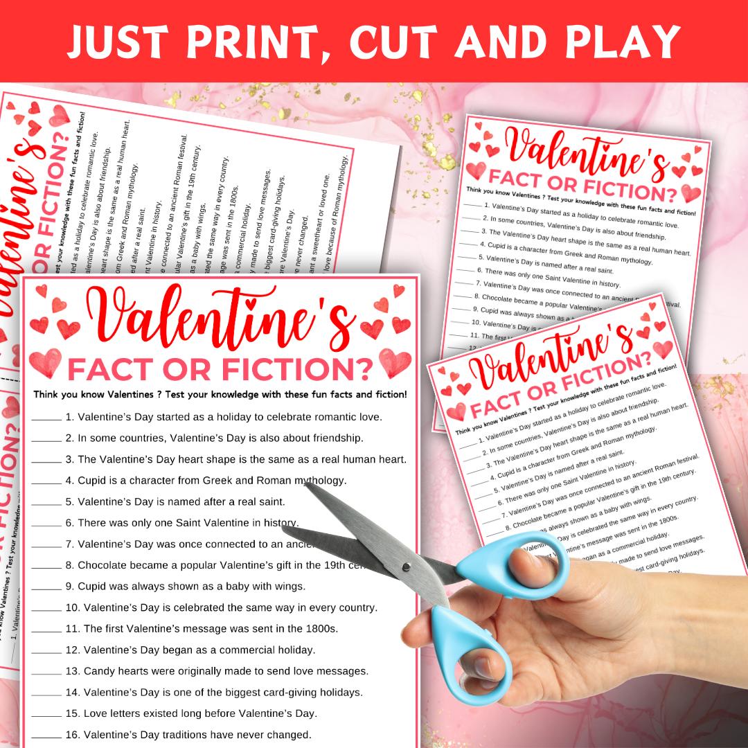 Valentine's Day Fact or Fiction Game, Printable Trivia Party Game ...