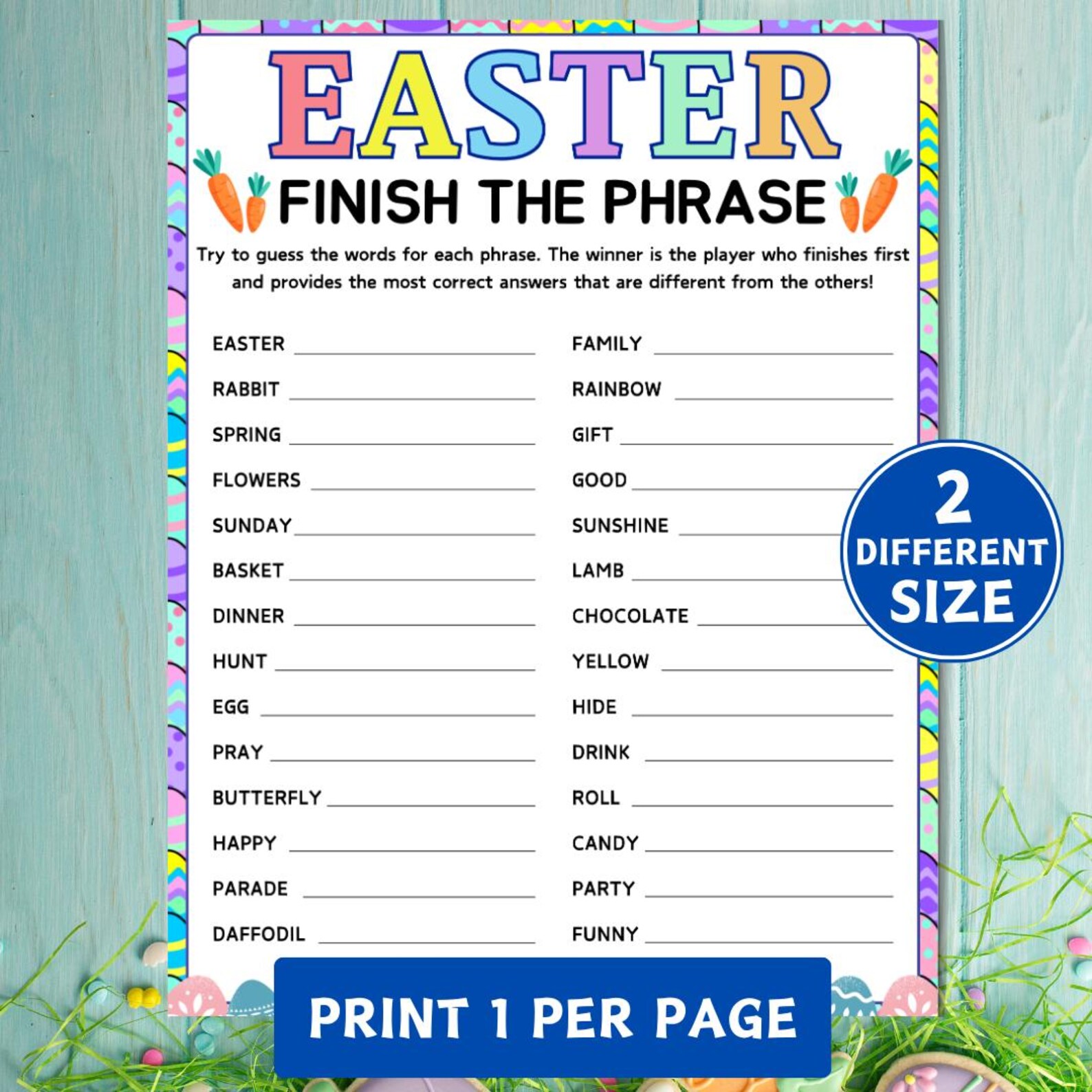 Easter Finish the Phrase Game, Finish My Phrase, Printable Word Games ...