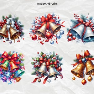 Watercolor Christmas Bells Clipart, Christmas Clipart, Bells Clipart ...