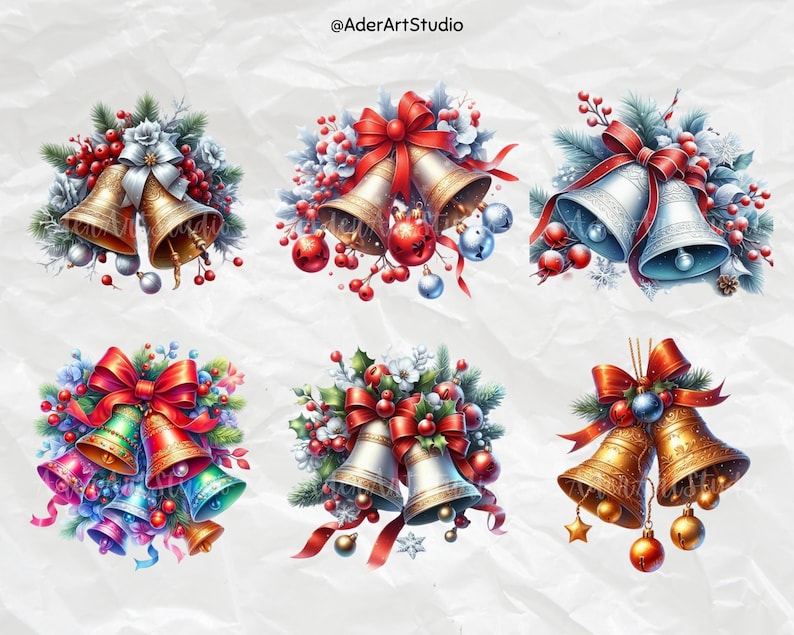 Watercolor Christmas Bells Clipart, Christmas Clipart, Bells Clipart ...