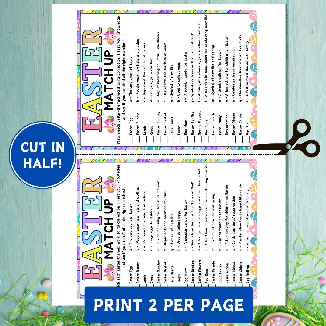 Easter Match up Game, Printable Easter Games, Easter Quiz, Easter Party ...