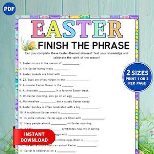 Easter Finish the Phrase Game, Easter Trivia Game, Printable Easter ...
