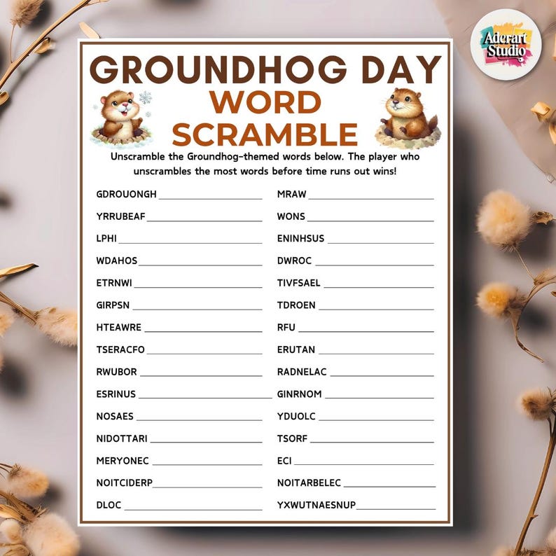 Groundhog Day Word Scramble Game, Printable Groundhog Activity, Word ...