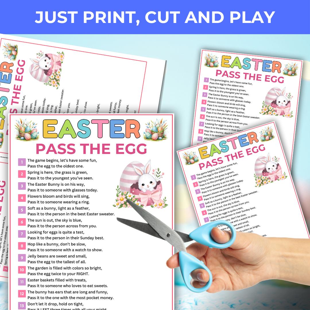 Pass the Egg Game, Fun Printable Easter Game for Kids, Pass the Prize ...