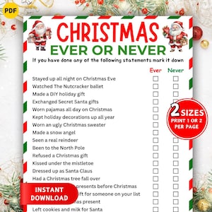 Never Have I Ever Christmas Game, Printable Christmas Game, Xmas Party ...