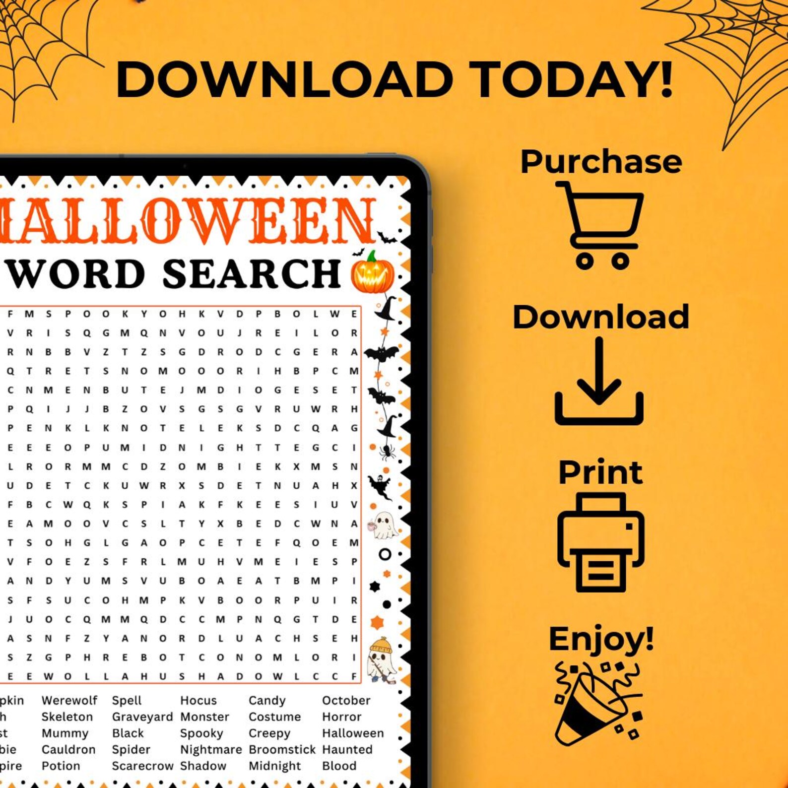Halloween Word Search Game, Printable Halloween Party Games, Word ...