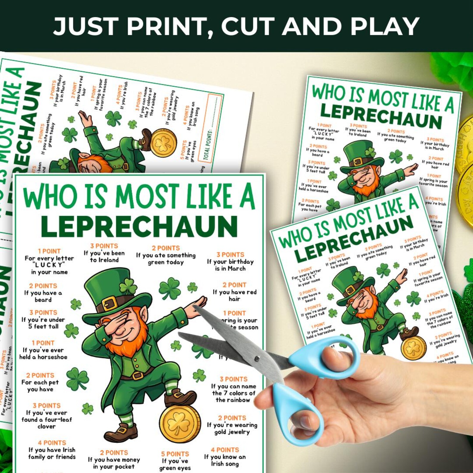 St Patrick's Day Games, Who is Most Like a Leprechaun Game, St Patricks ...