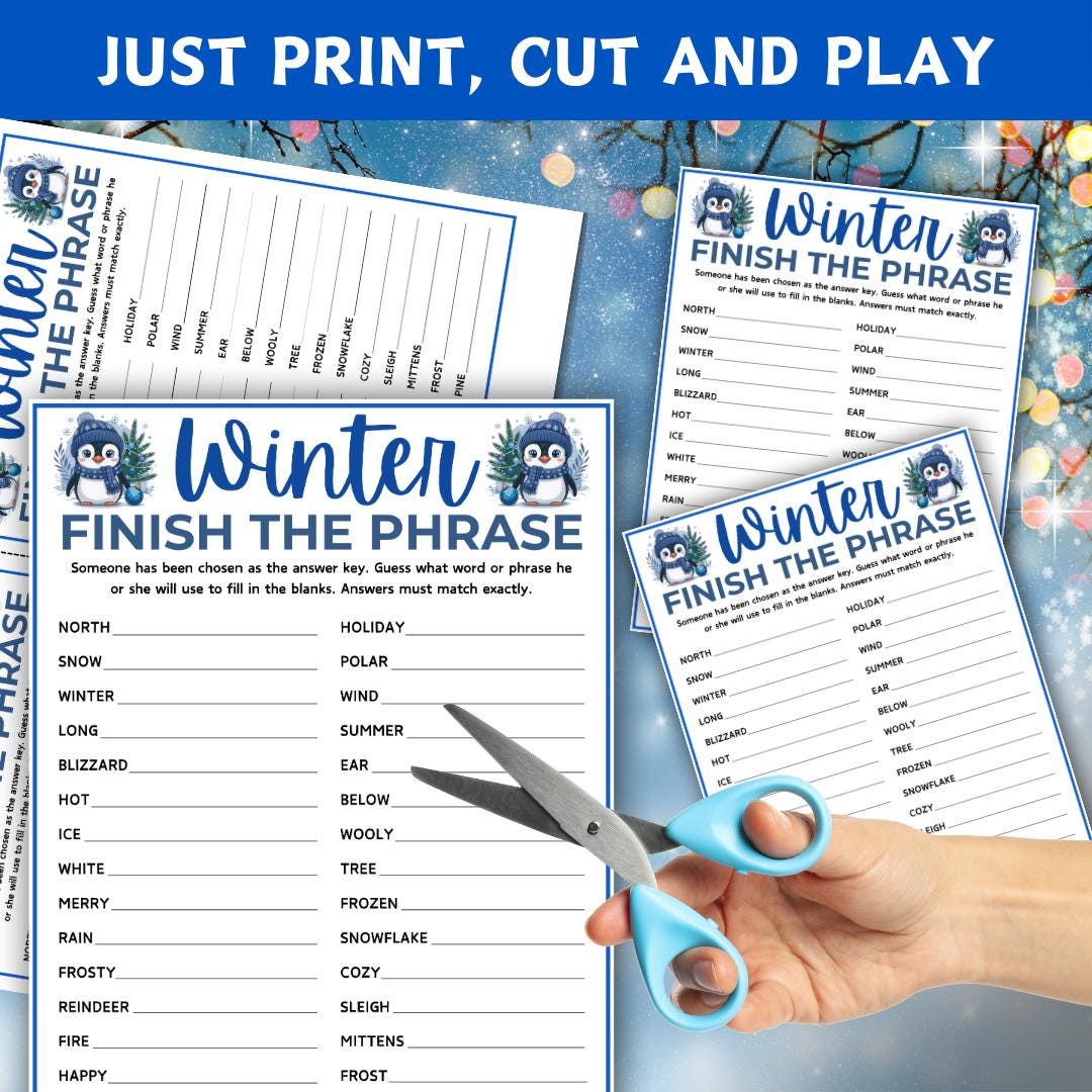 Winter Finish the Phrase Game, Printable Winter Game, Winter Trivia ...