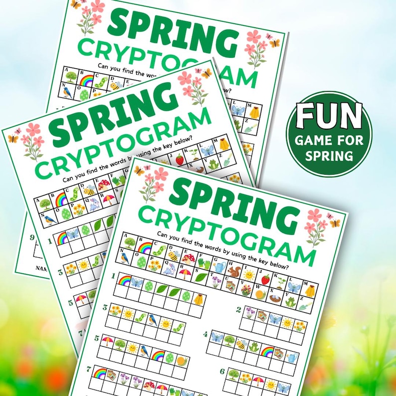 Spring Cryptogram Puzzle, Printable Spring Game for Kids & Adults ...