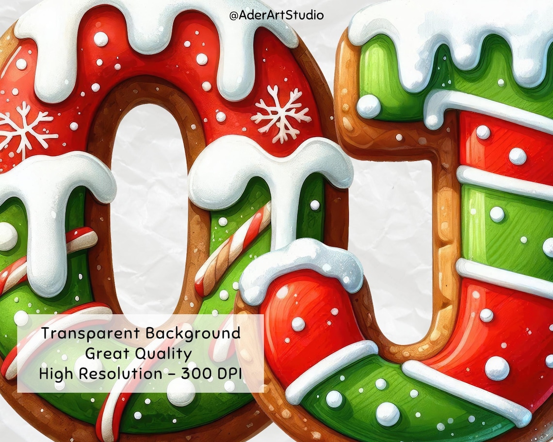 Christmas Gingerbread Alphabet Clipart Bundle, Alphabet Clipart ...
