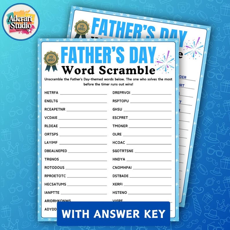 Father's Day Word Scramble Game, Printable Fathers Day Party Games ...