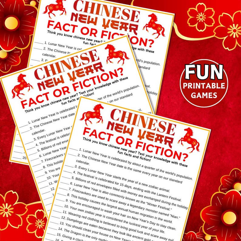 Chinese New Year Fact or Fiction Game, Lunar New Year Activity ...