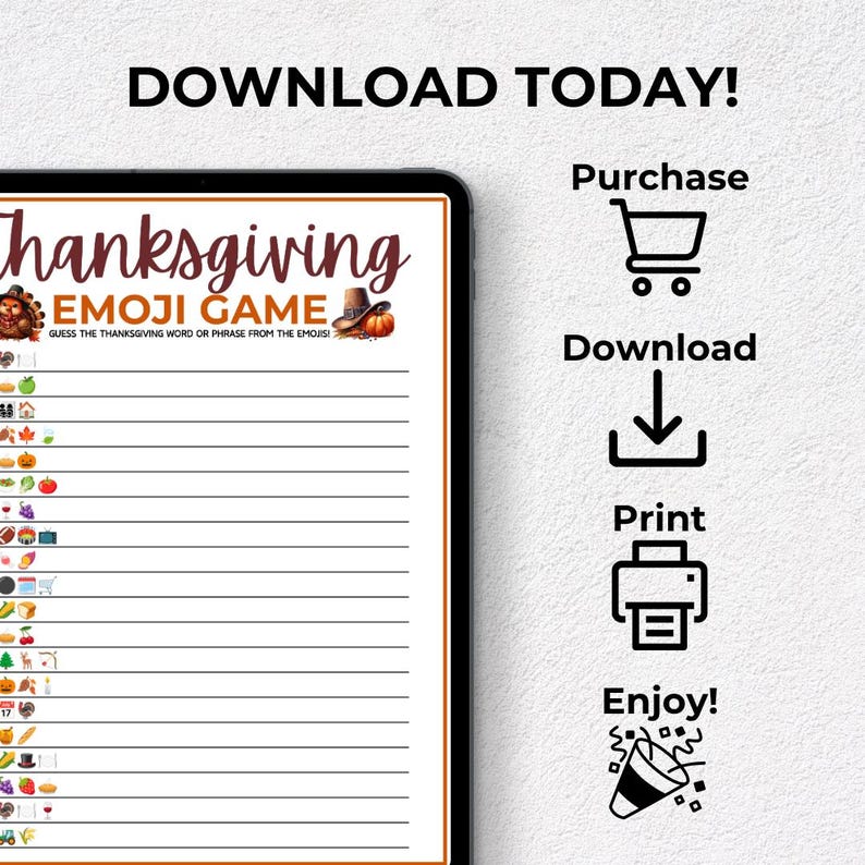 Thanksgiving Emoji Game, Thanksgiving Party Game, Friendsgiving Games ...