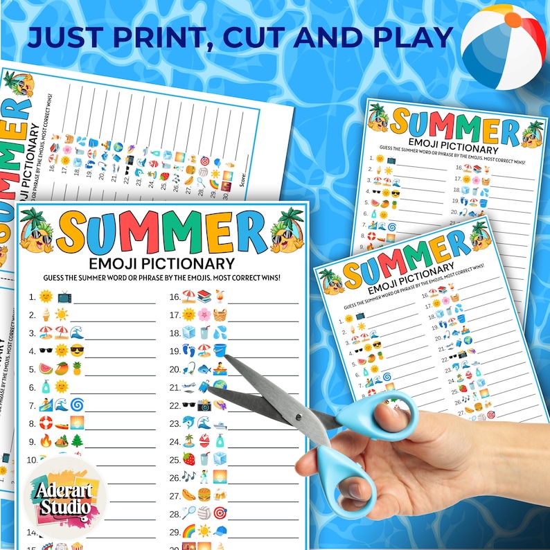 Summer Emoji Game, Printable Summer Emoji Pictionary, Trivia Game ...