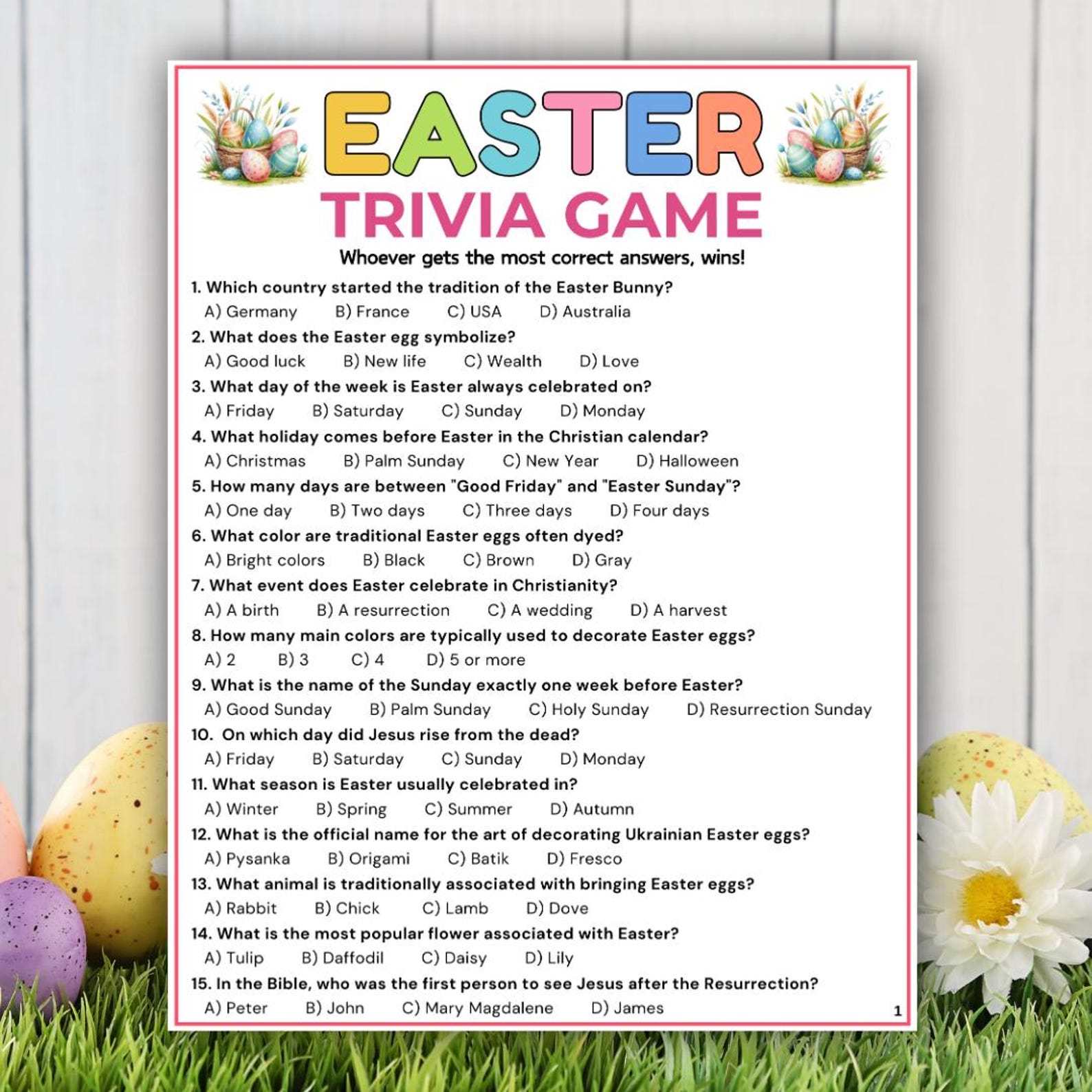 Easter Trivia Game, Printable Easter Trivia Quiz, Easter Games, Easter ...