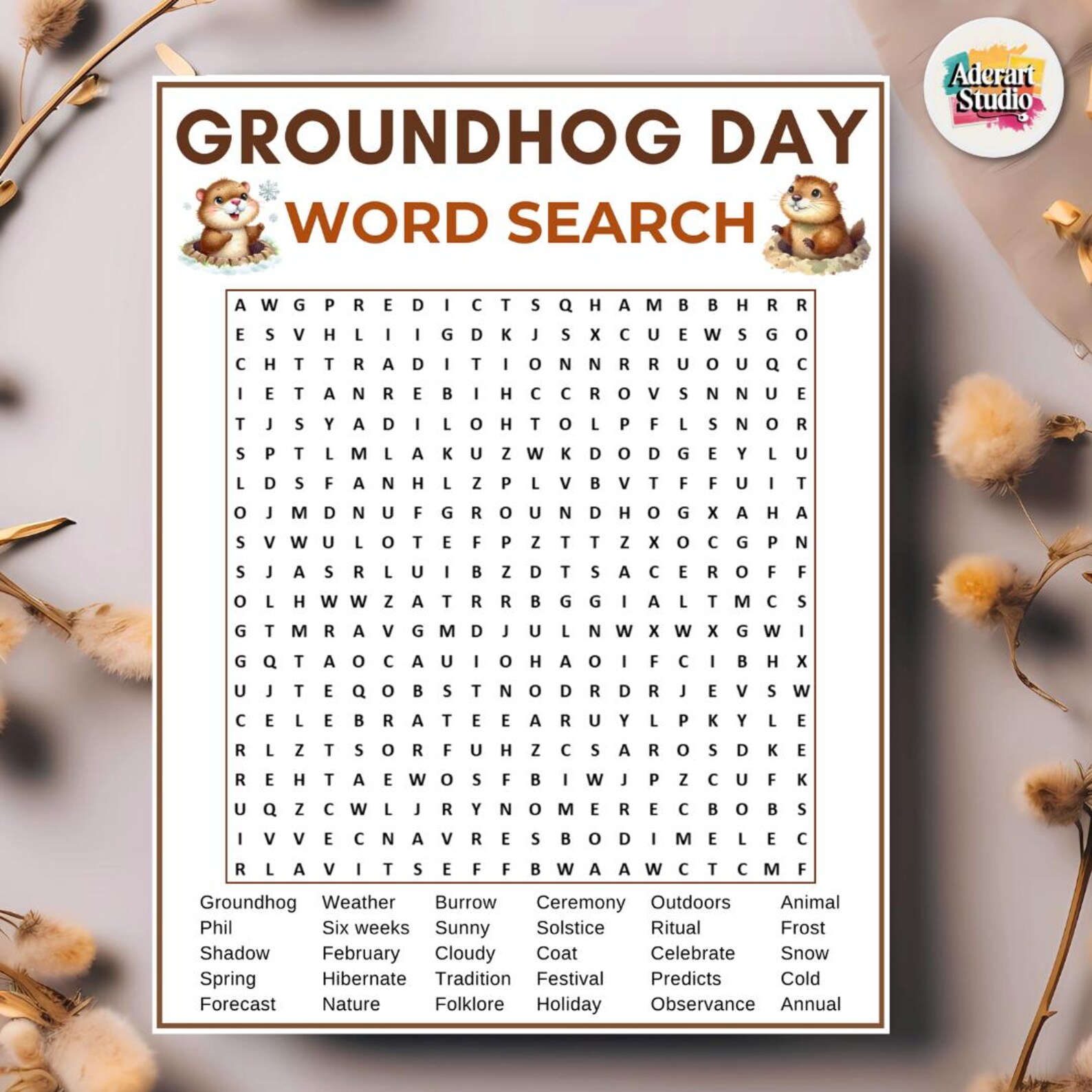 Groundhog Day Word Search Game, Groundhog Day Party Idea, Word Game ...