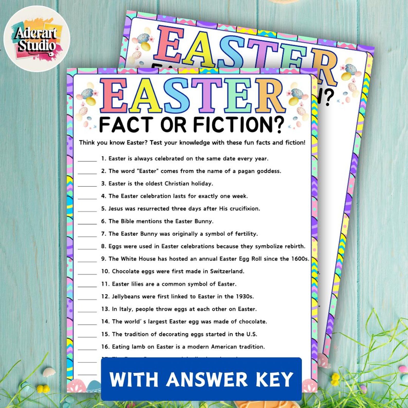 Easter Fact or Fiction Game, Printable Easter Fact Quiz, Easter Trivia ...