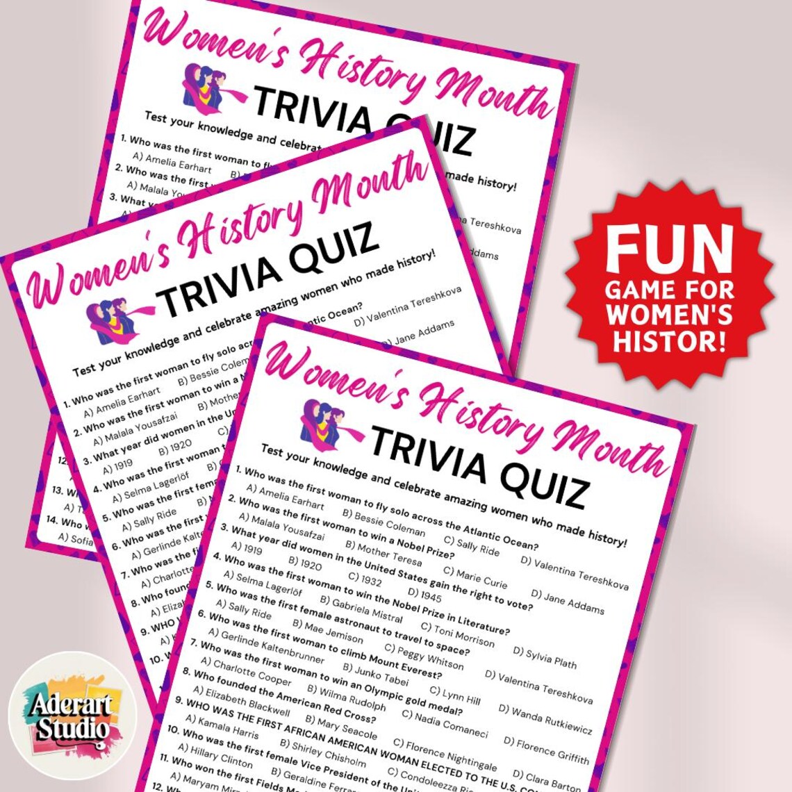 Women's History Month Trivia Game, Famous Women Quiz, Women's Day Quiz ...